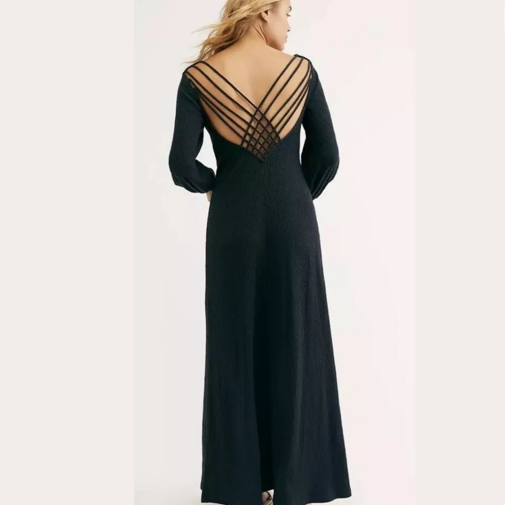 New Free People Fp Beach Amalfi Maxi Black Dress - Gem